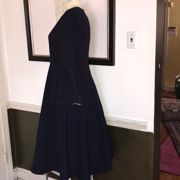 Miss Look | Dresses | Navy Blue Beautiful Bell Sleeve Midi Dress | Poshmark